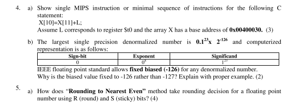 a) Show single MIPS instruction or minimal sequence | Chegg.com