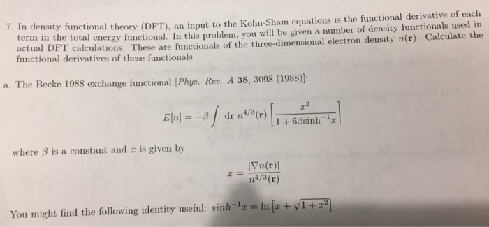 density functional theory (DFT), an input to the | Chegg.com