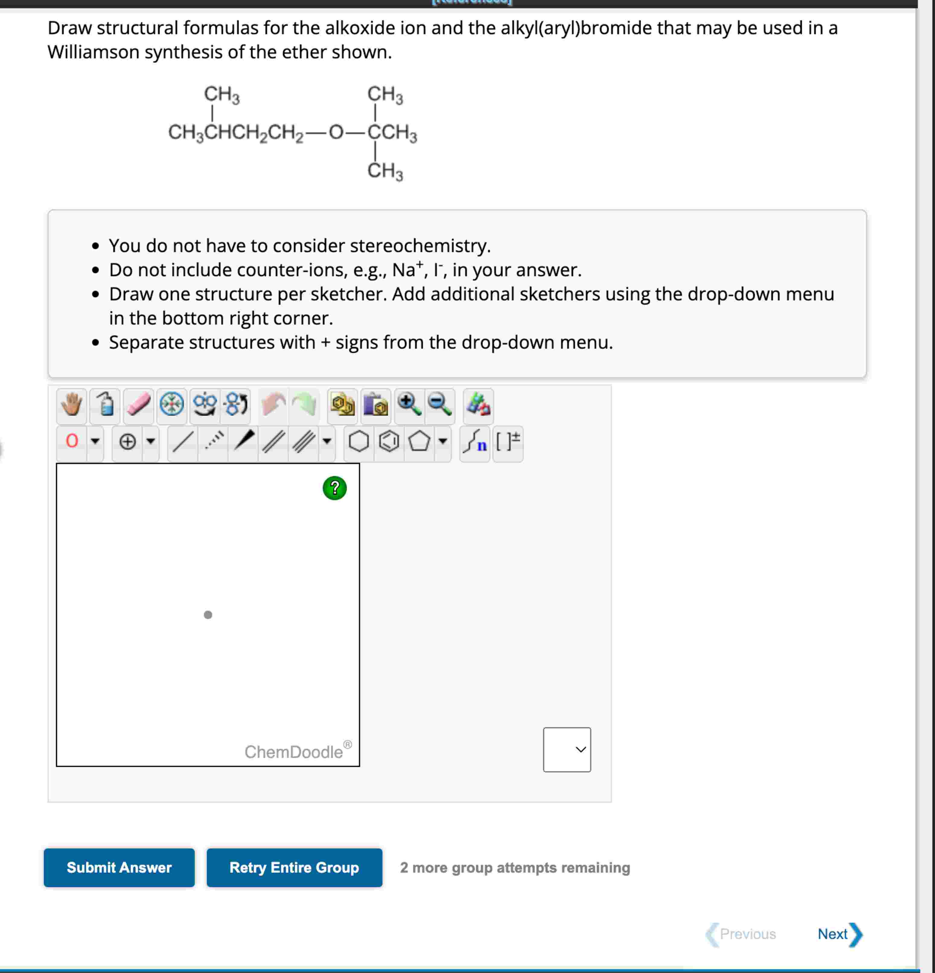 Solved Williamson synthesis of the ether shown.- ﻿You do not | Chegg.com