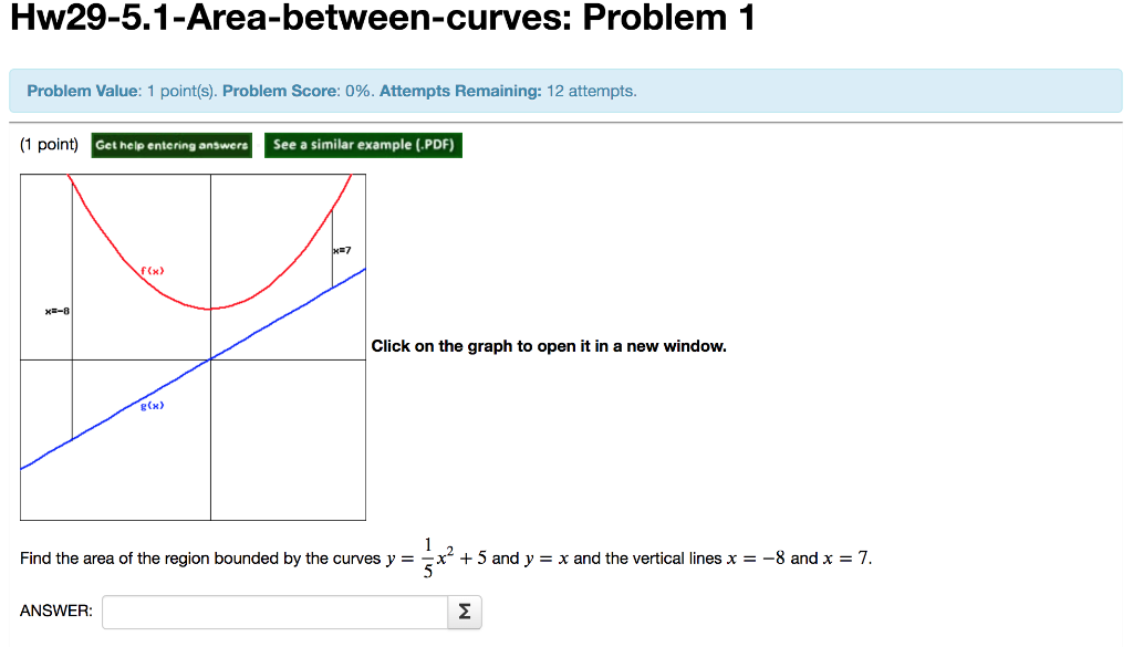 Solved Hw29-5.1-Area-between-curves: Problem 1 Problem | Chegg.com Solved Hw29-5.1-Area-between-curves: Problem 1 Problem | Chegg.com