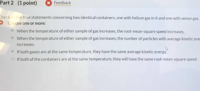 Solved Part 2 (1 point) Feedback heck the true statements | Chegg.com