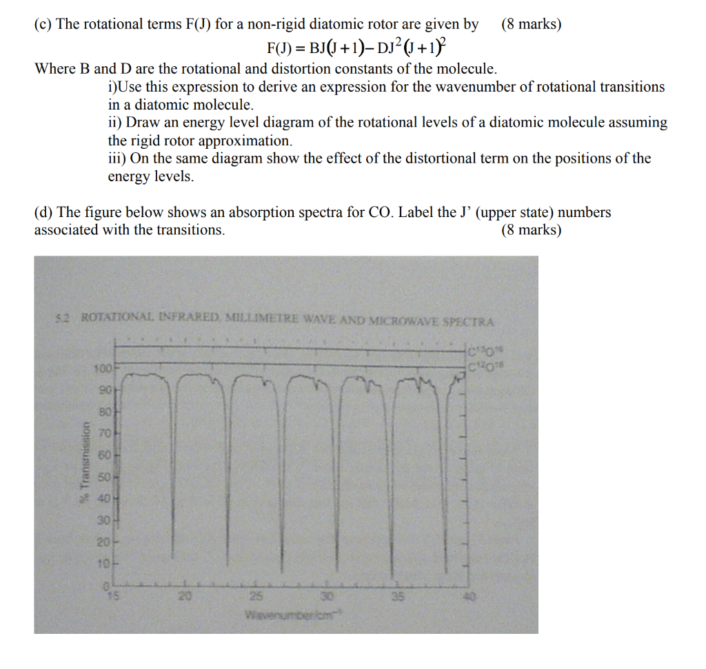 (c) The rotational terms F(J) for a non-rigid | Chegg.com