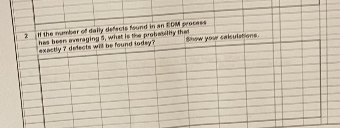 Solved 2 If the number of dally defects found in an EDM | Chegg.com