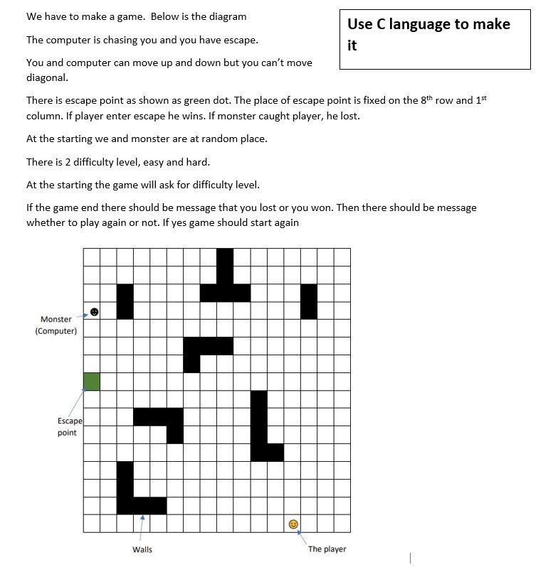 a We have to make a game. Below is the diagram Use C | Chegg.com