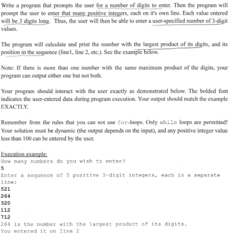 Solved Write a program that prompts the user for a number of | Chegg.com