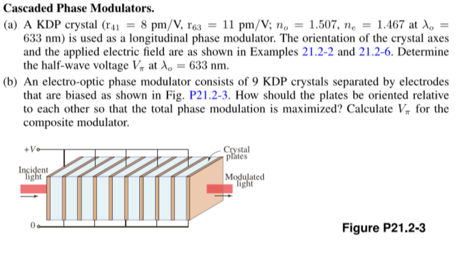 Solved Cascaded Phase Modulators. (a) A KDP crystal | Chegg.com