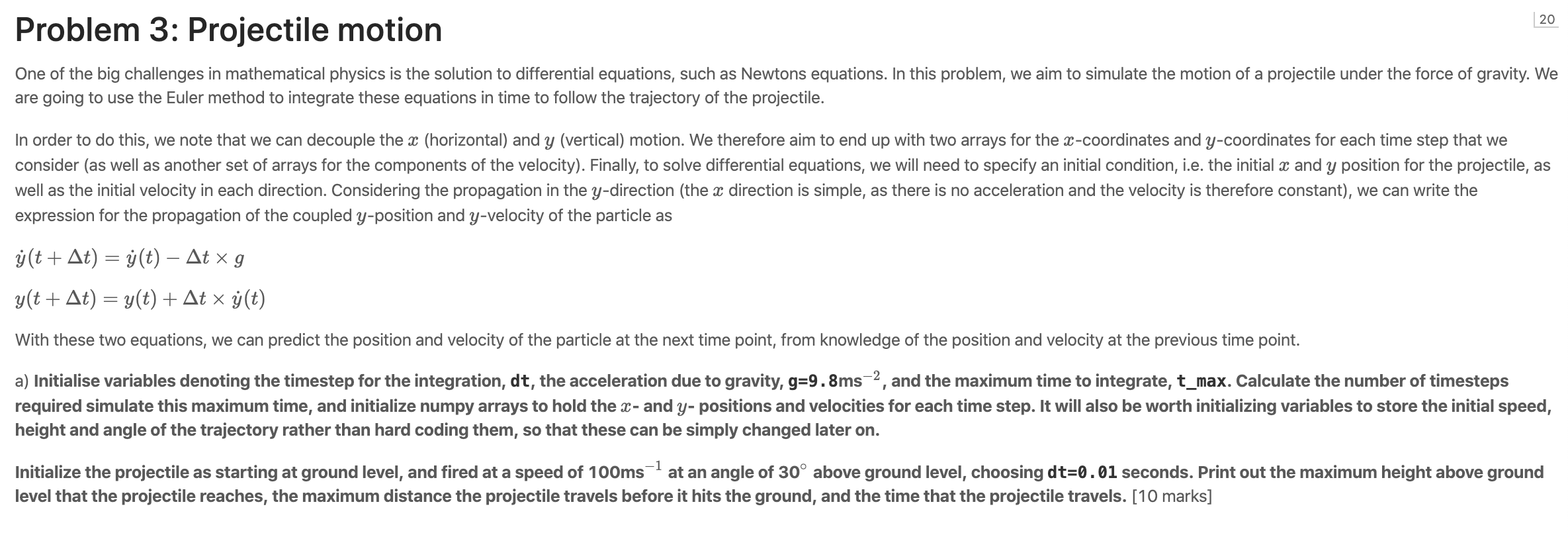 Solved 20 Problem 3: Projectile motion One of the big | Chegg.com