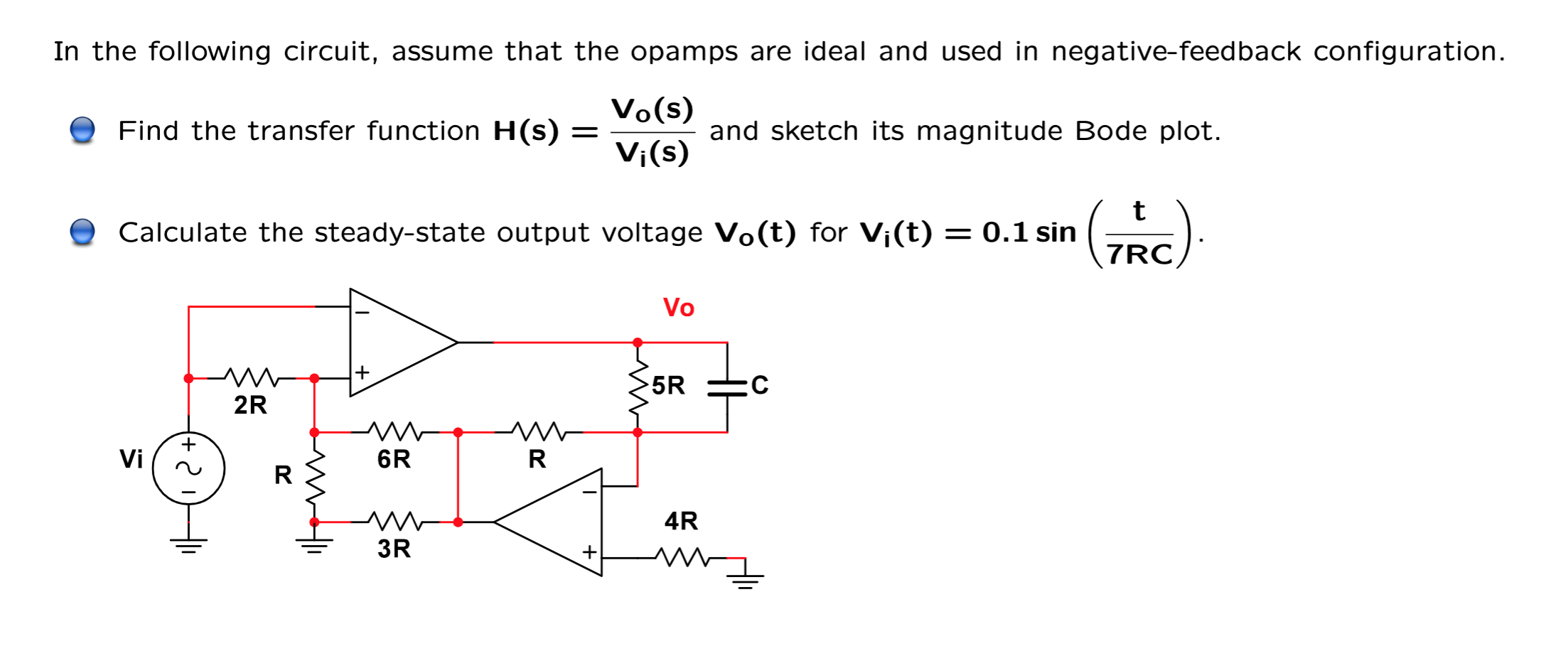 Solved In the following circuit, assume that the opamps are | Chegg.com