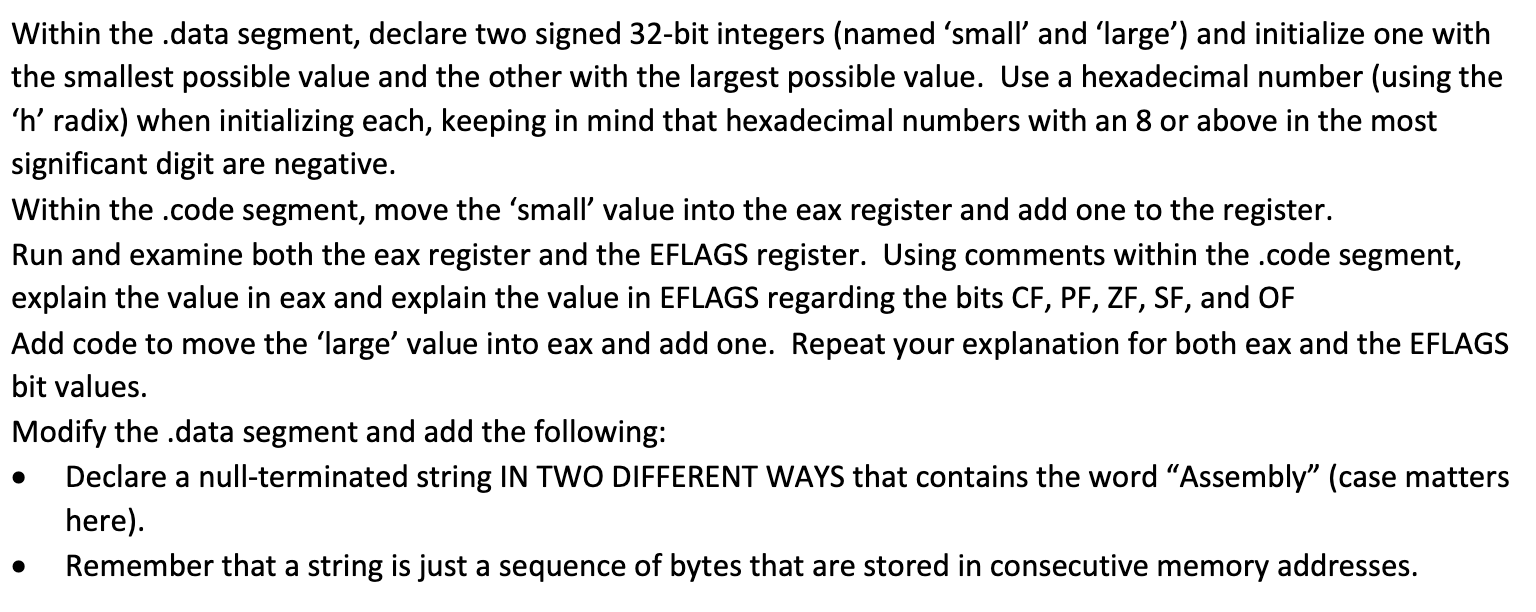 Solved Within the .data segment, declare two signed 32-bit | Chegg.com