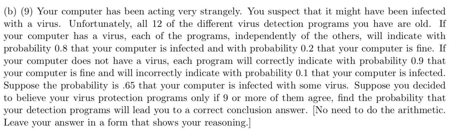 Solved (b) (9) Your computer has been acting very strangely. | Chegg.com