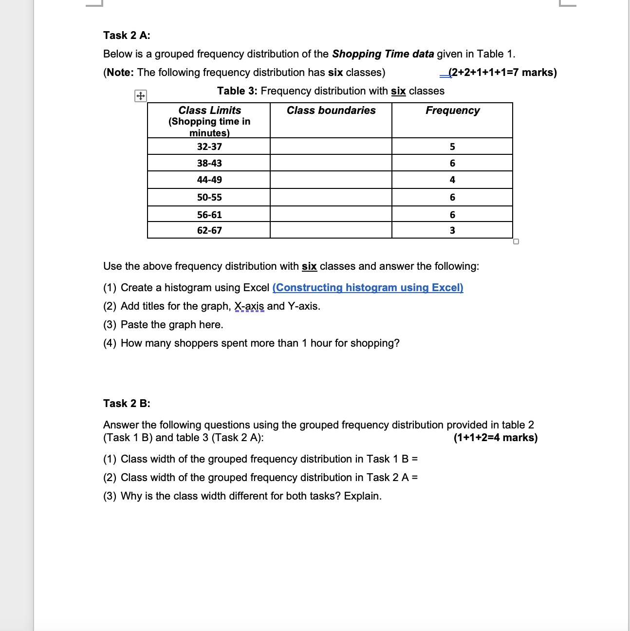 Solved Task 2 A: Below is a grouped frequency distribution | Chegg.com