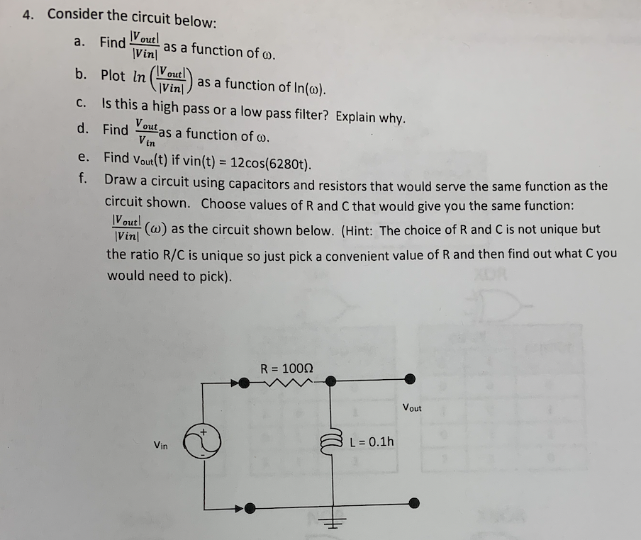Solved 4. Consider the circuit below: a. Find on as a | Chegg.com