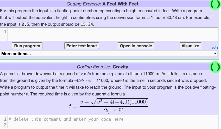 Solved Coding Exercise: A Feat With Feet ( ) For this | Chegg.com