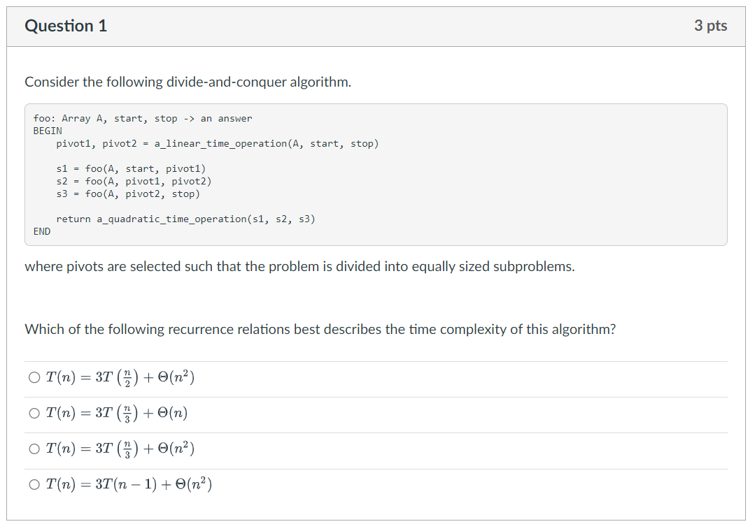 Solved Question 1 3 p Consider the following | Chegg.com