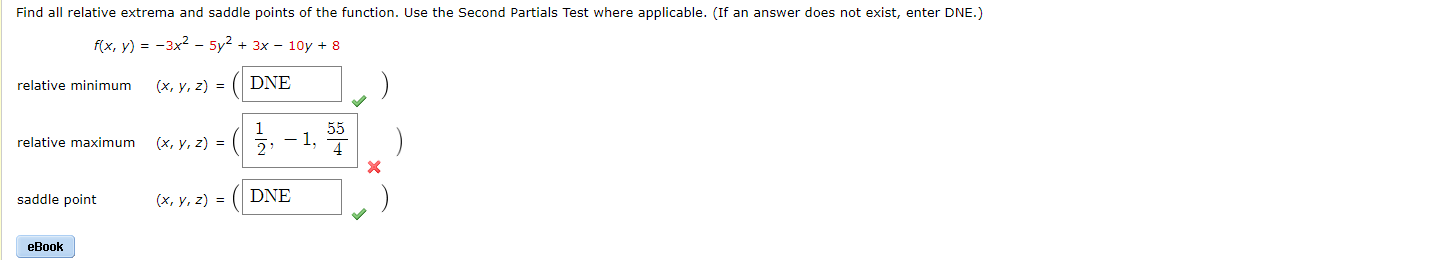 Solved Find all relative extrema and saddle points of the | Chegg.com