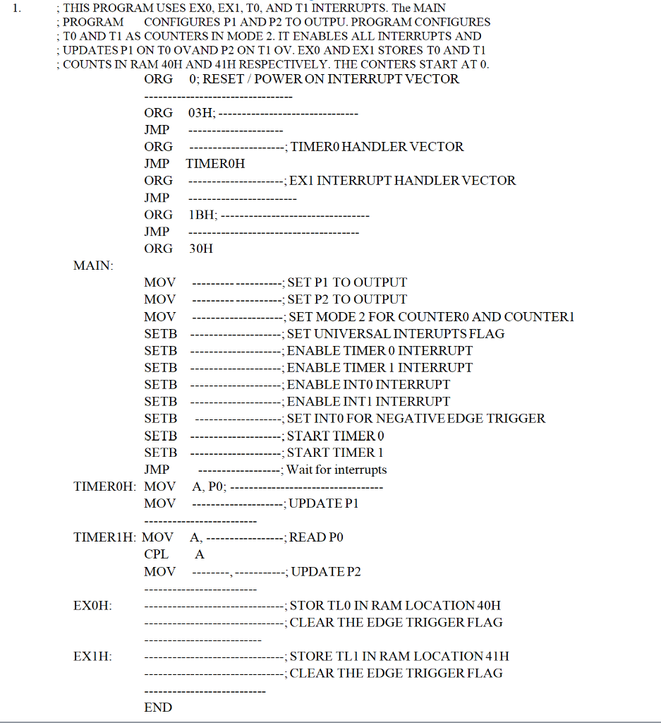 Solved 1. ; THIS PROGRAM USES EXO, EX1, TO, AND T1 | Chegg.com