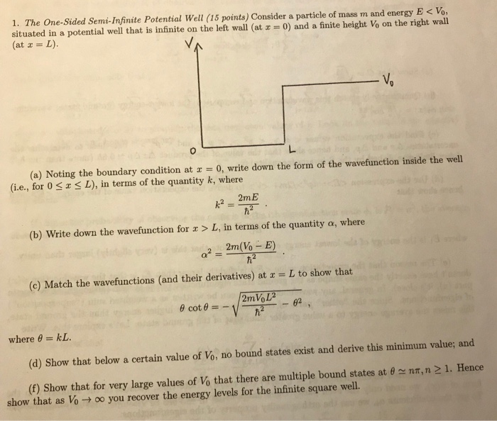 Solved 1. The One-Sided Semi-Infinite Potential Well (15 | Chegg.com