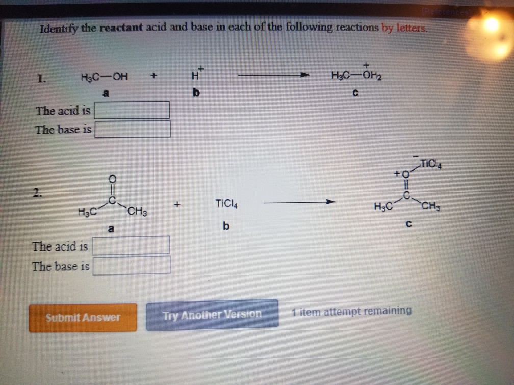 Solved Identify the reactant acid and base in each of the | Chegg.com