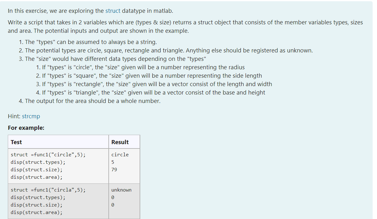 Solved In this exercise, we are exploring the struct | Chegg.com