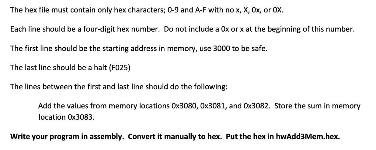 Solved The hex file must contain only hex characters; 0-9 | Chegg.com