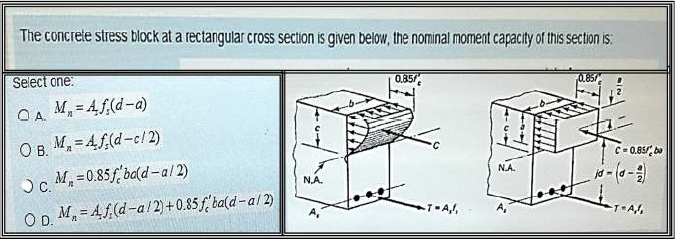 Solved The concrete stress block at a rectangular cross | Chegg.com