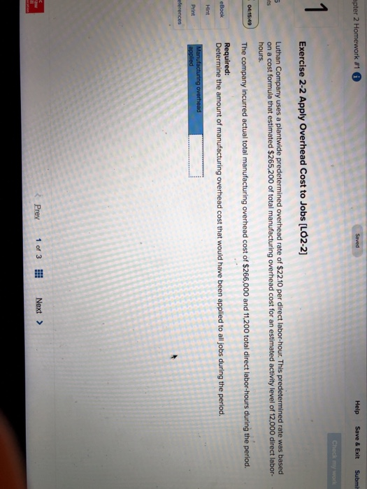 Solved pter 2 Homework #1 Help Save & Exit Submit 1 Exercise | Chegg.com