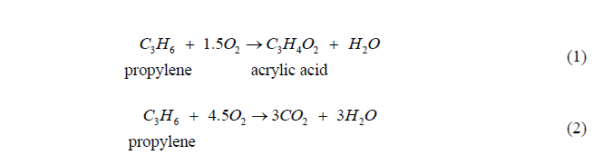 Solved C3H6+1.5O2→C3H4O2+H2O propylene acrylic acid | Chegg.com