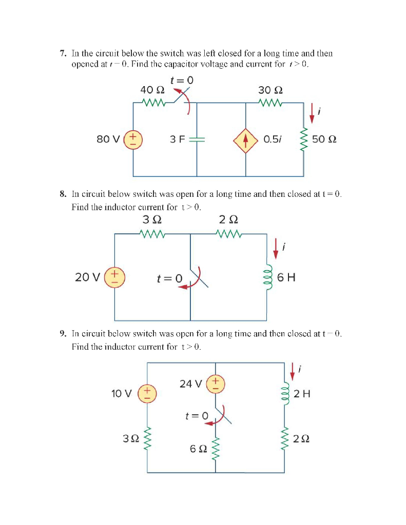 Solved Homework 6 (First Order Circuits) 1. The switch in | Chegg.com