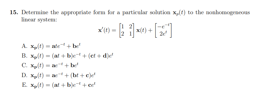 Solved Determine the appropriate form for a particular | Chegg.com