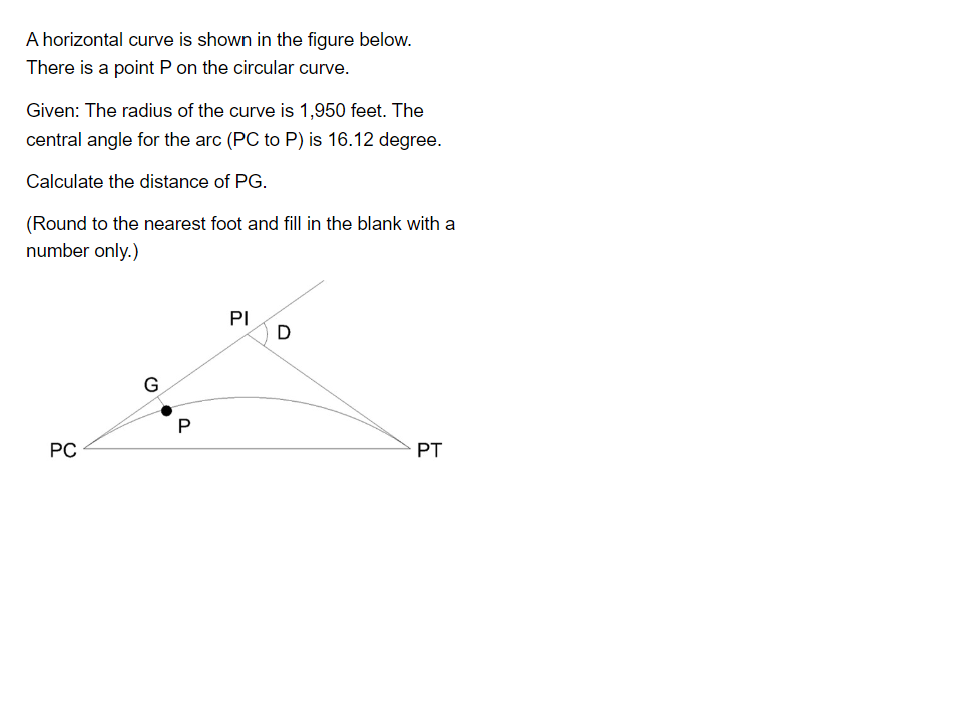 Solved A horizontal curve is shown in the figure below. | Chegg.com