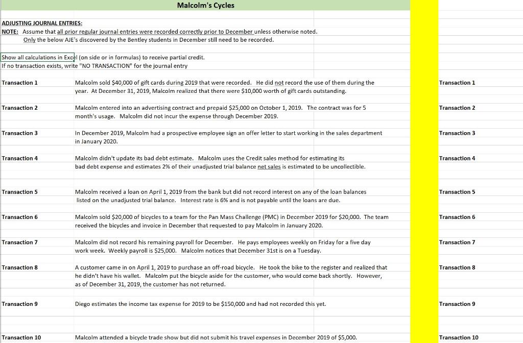 Solved INSTRUCTIONS: Malcolm's Cycles ("Malcolm's") sells | Chegg.com