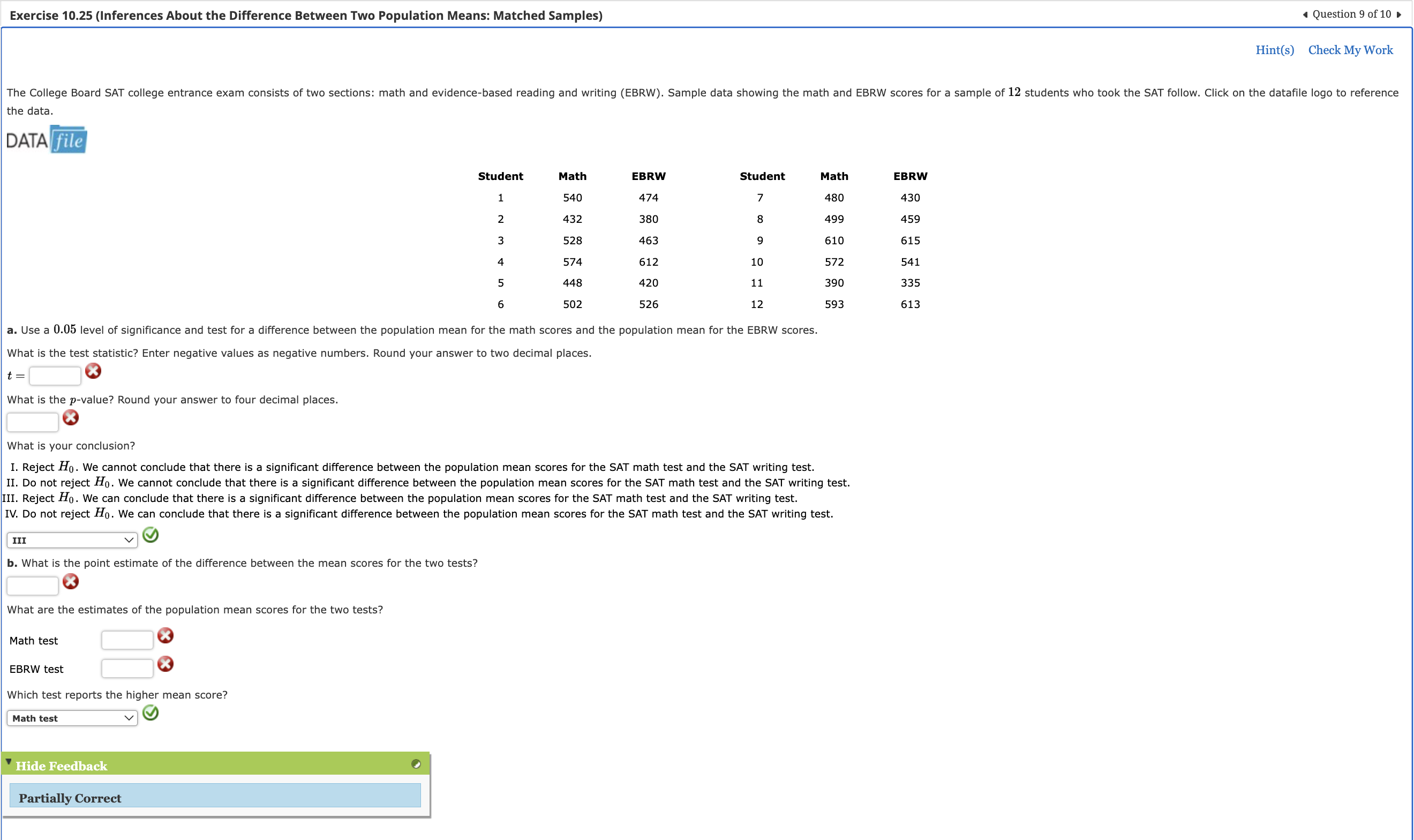 Solved the data. DATA a. Use a 0.05 level of significance | Chegg.com