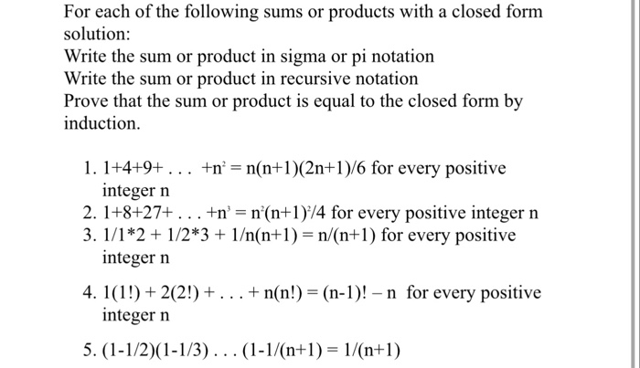 Solved For each of the following sums or products with a | Chegg.com
