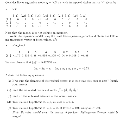 Consider linear regression model y = X8+ with | Chegg.com