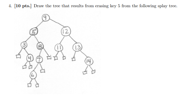 Solved 4. (10 pts.] Draw the tree that results from erasing | Chegg.com