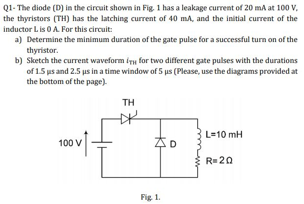 Solved Q1- The diode (D) in the circuit shown in Fig. 1 has | Chegg.com