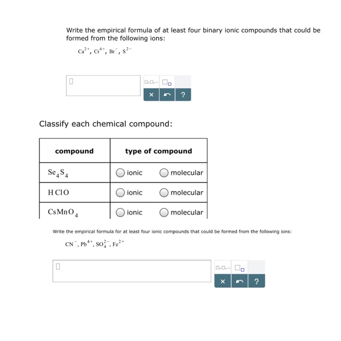Solved Write the empirical formula of at least four binary | Chegg.com
