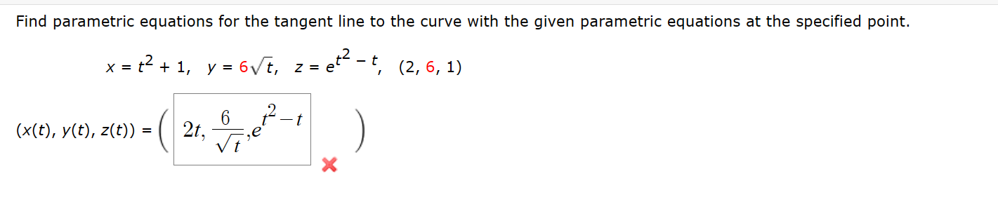 Solved Find parametric equations for the tangent line to the | Chegg.com