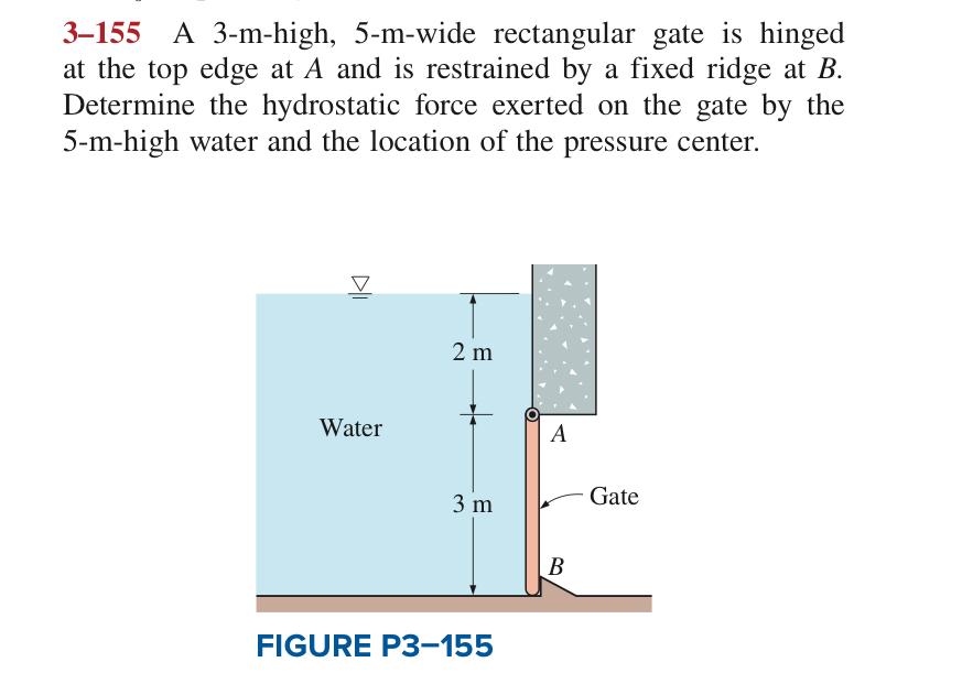 Solved 3-155 A 3-m-high, 5-m-wide rectangular gate is hinged | Chegg.com