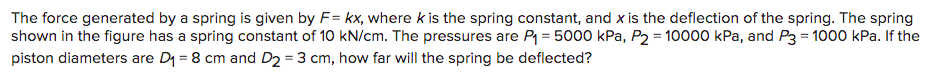 Solved The force generated by a spring is given by F= kx, | Chegg.com