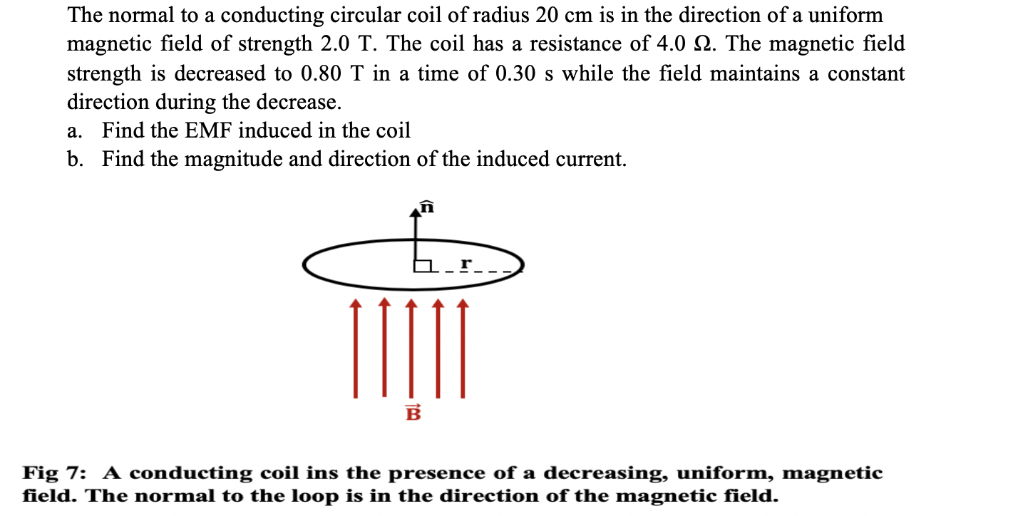 Solved The normal to a conducting circular coil of radius 20 | Chegg.com