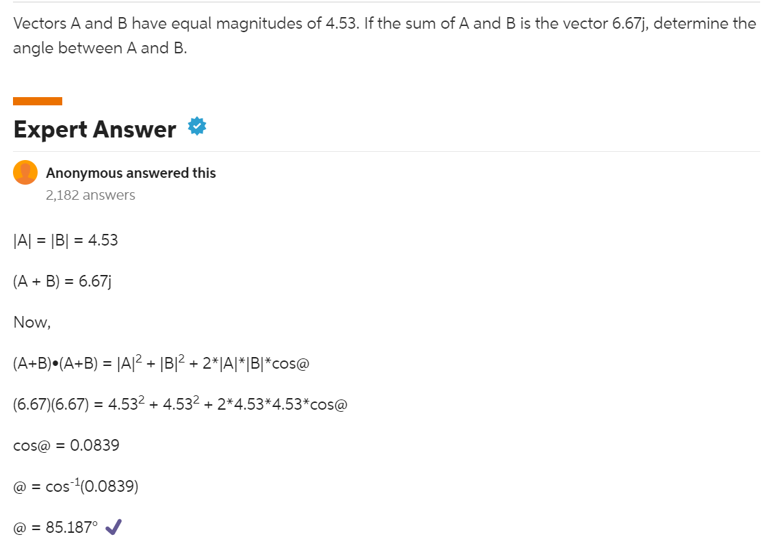 Solved In this solution why is the why is it A^2 + B^2 + | Chegg.com