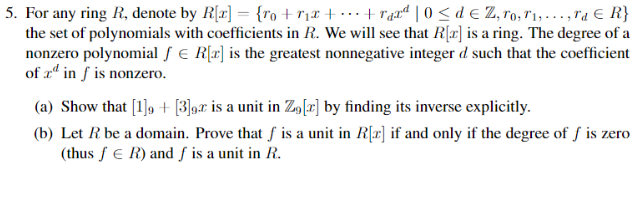 Solved 5. For any ring R, denote by | Chegg.com
