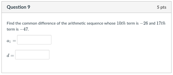 Solved Find the common difference of the arithmetic sequence | Chegg.com