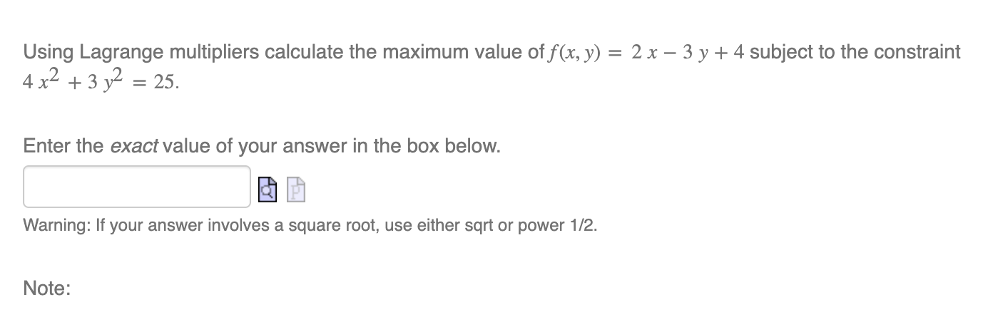 Solved Using Lagrange multipliers calculate the maximum | Chegg.com