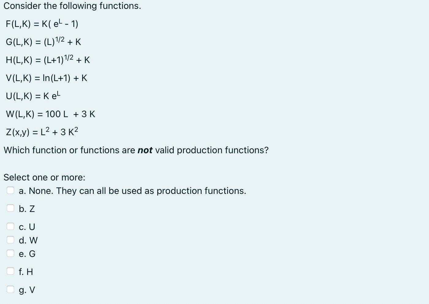 Solved Consider the following functions. | Chegg.com