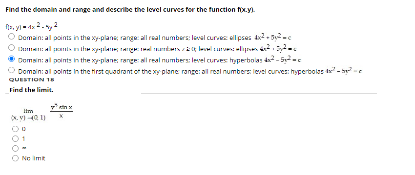 Solved + c Find the domain and range and describe the level | Chegg.com