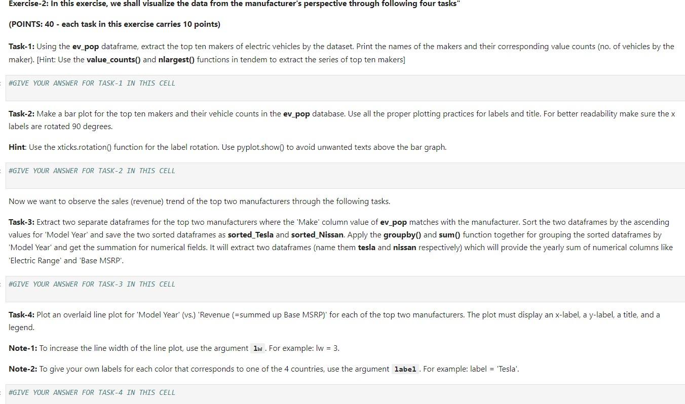 Exercise-2: In this exercise, we shall visualize the | Chegg.com
