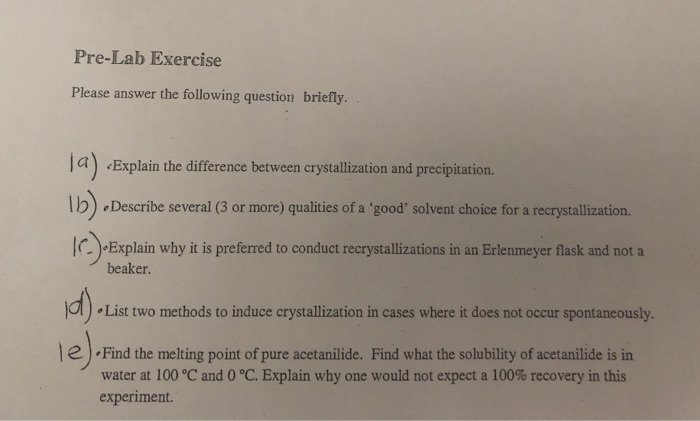 Solved Pre-Lab Exercise Please answer the following question | Chegg.com
