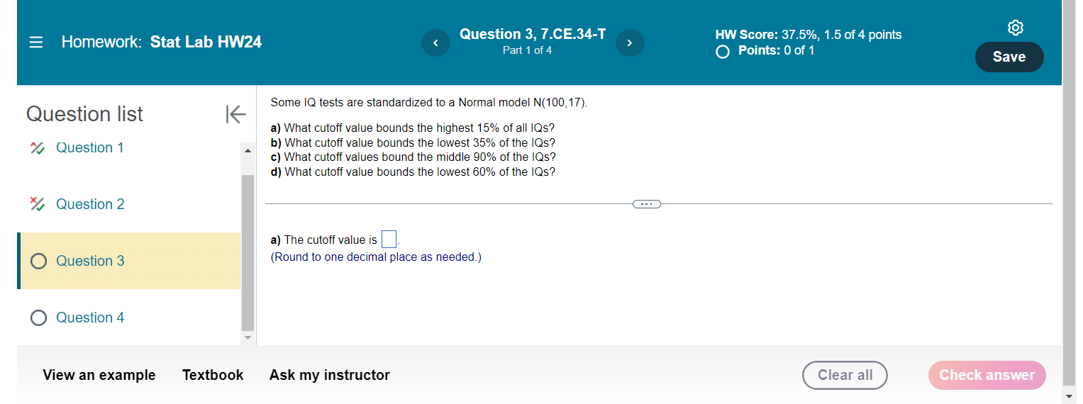 Solved Some IQ tests are standardized to a Normal model N | Chegg.com